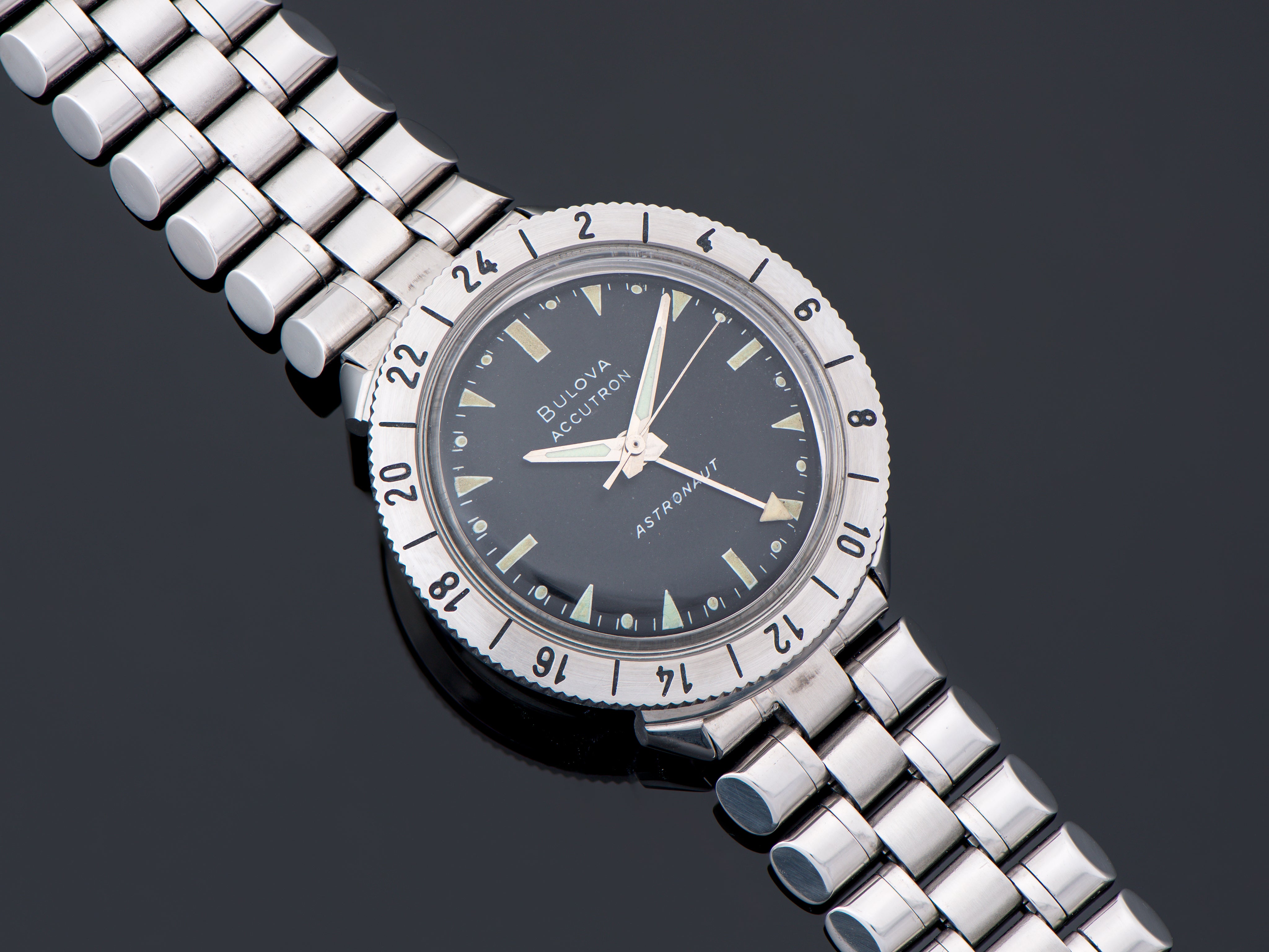 Bulova Accutron Astronaut Watch Original Black Dial Stainless Steel an