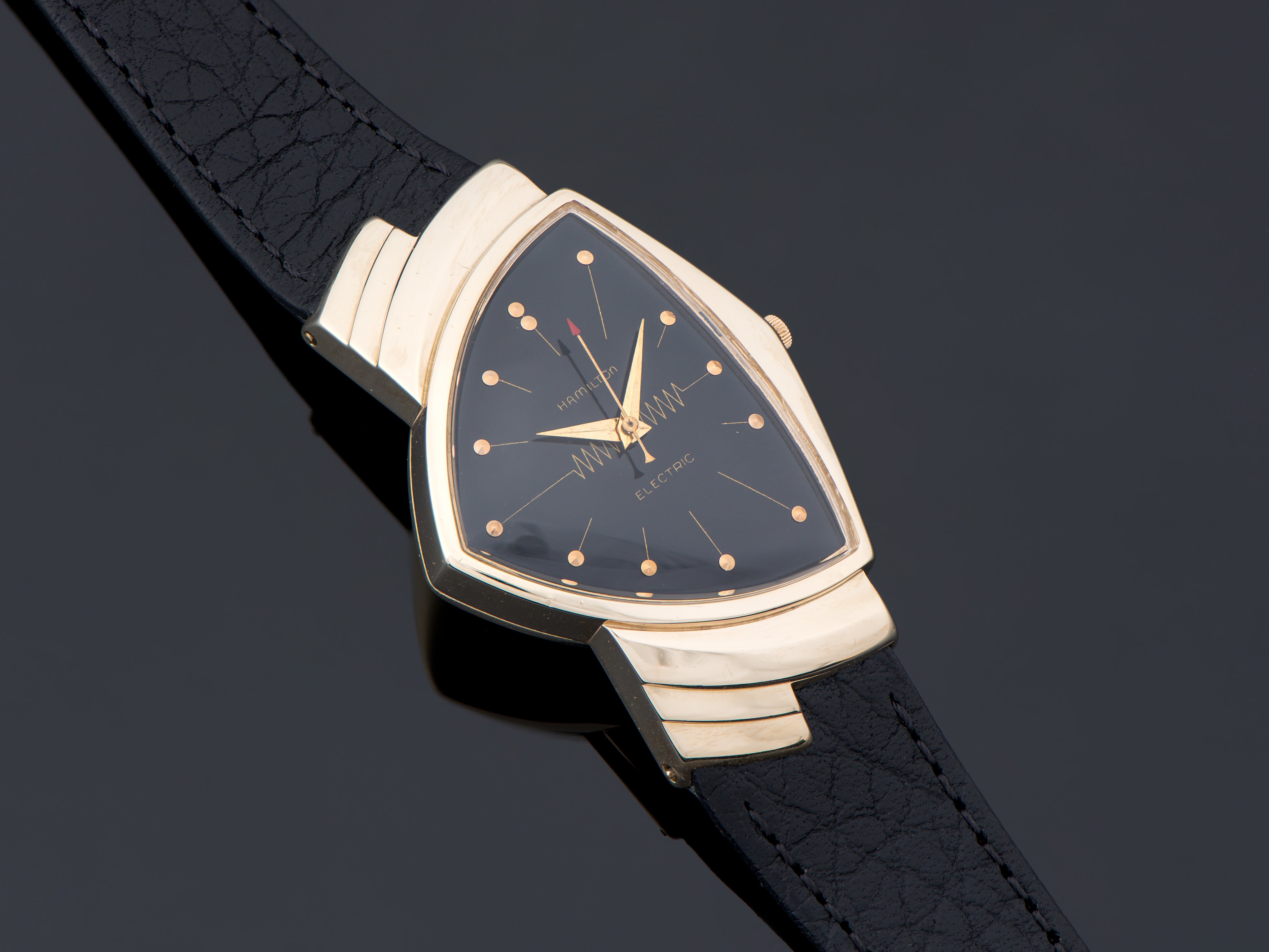 Hamilton Electric Ventura 14K Gold Black Dial Watch
