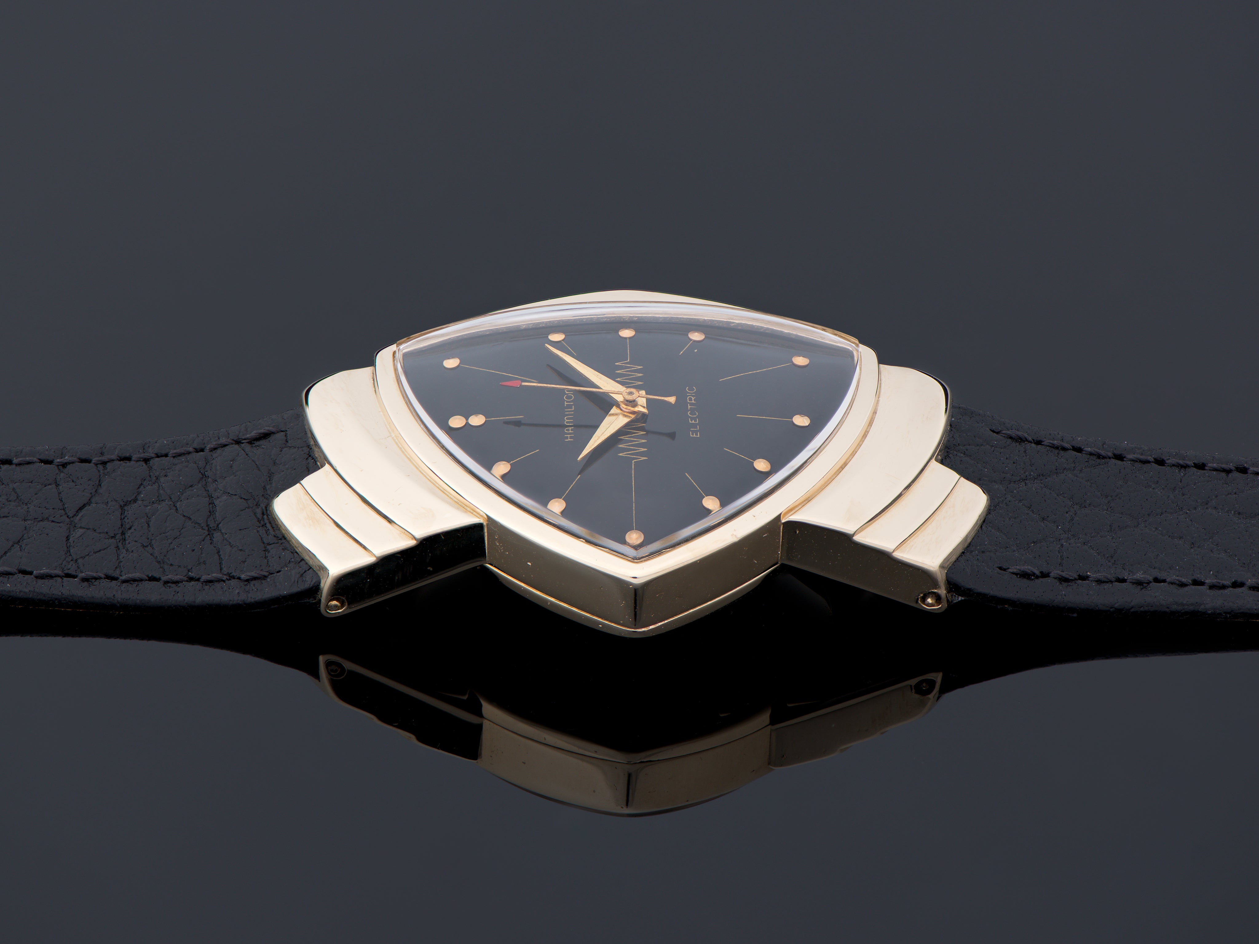Hamilton Electric Ventura 14K Gold Black Dial Watch
