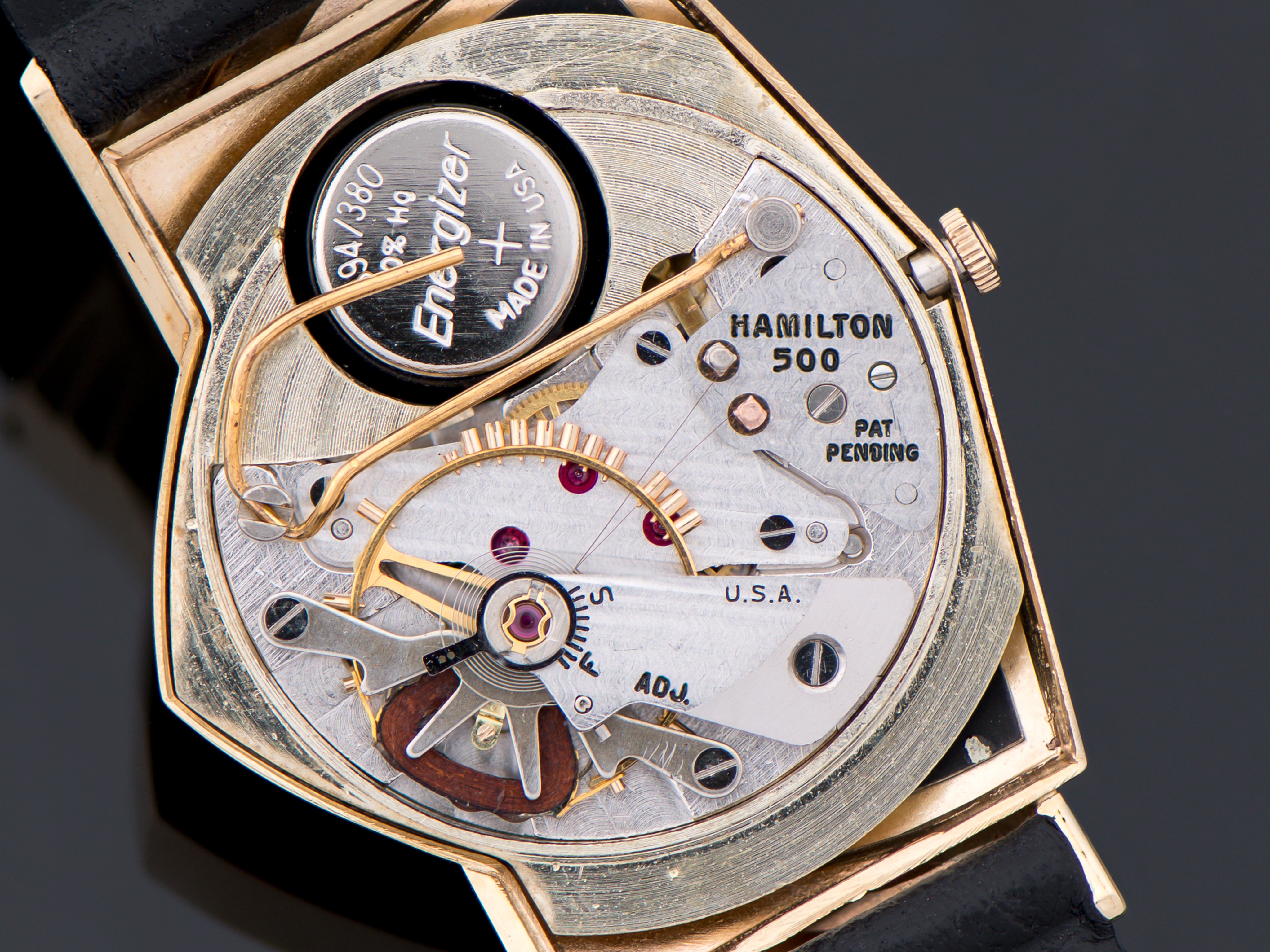 Hamilton Electric Ventura 14K Gold Watch Original Finish Black Dial