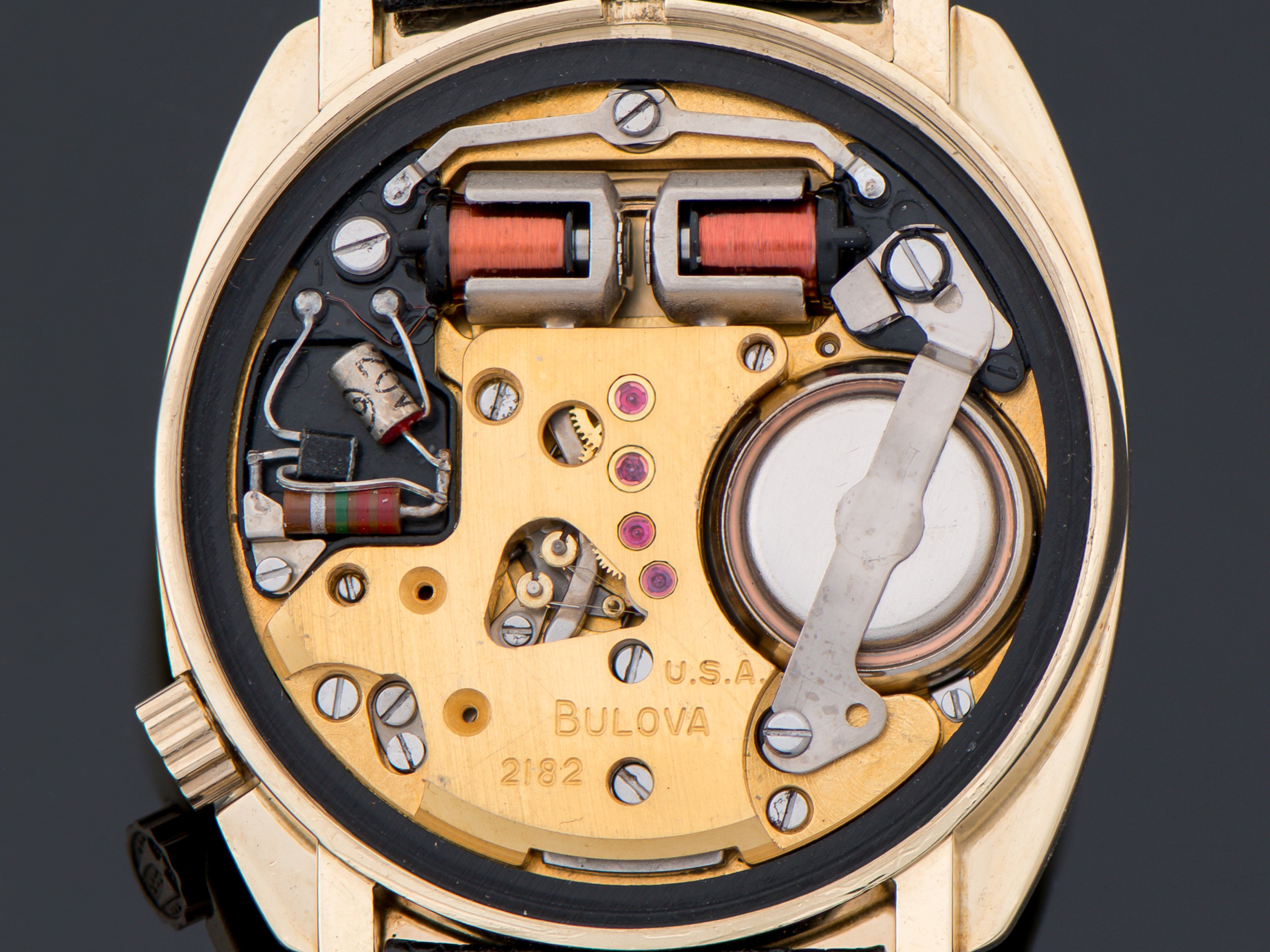 Bulova Accutron 14K Gold 2182 Cushion Watch With Box and Papers