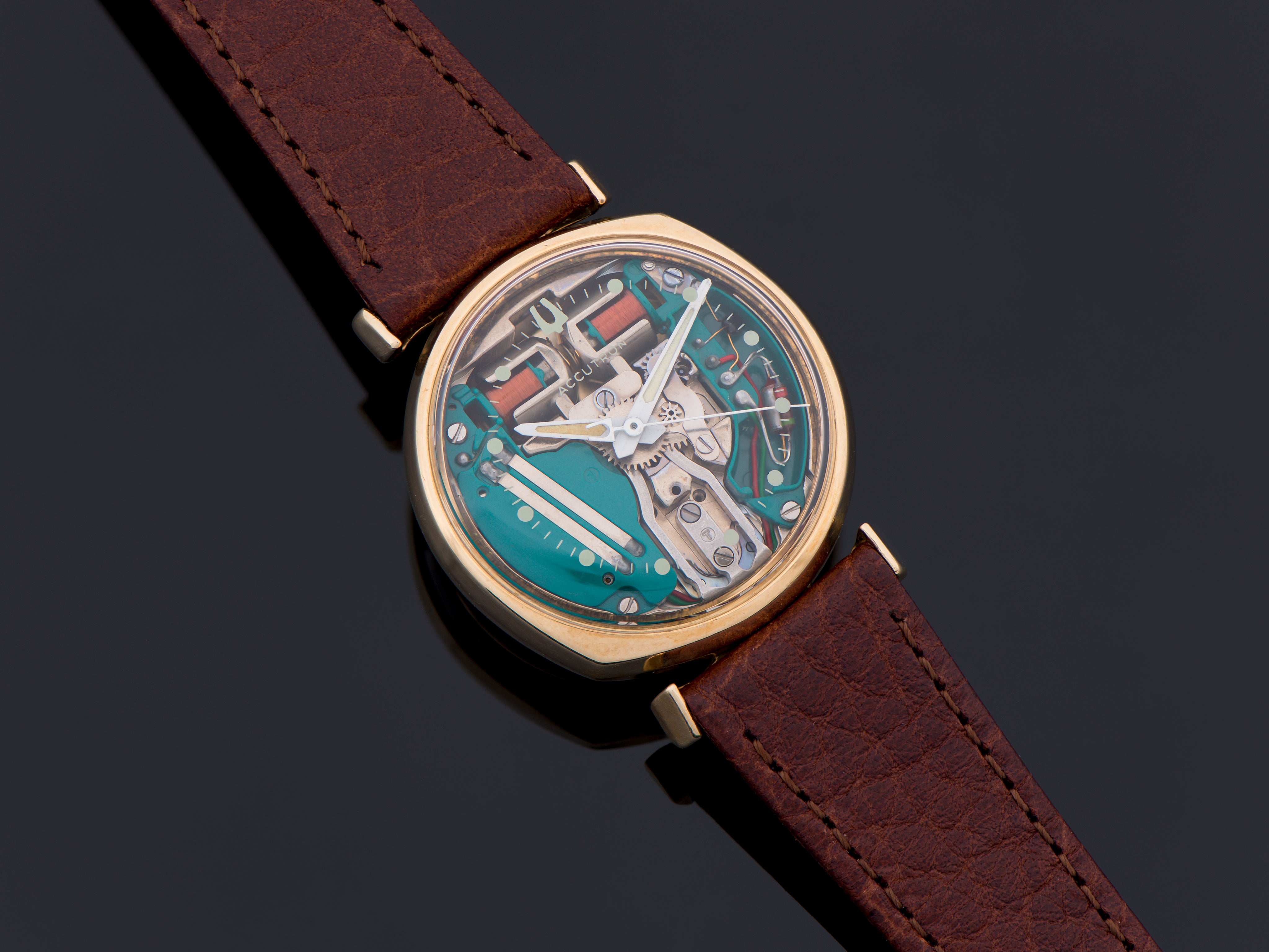 Bulova Accutron Asymmetric Floating Lugs Spaceview 14K Yellow Gold Wat