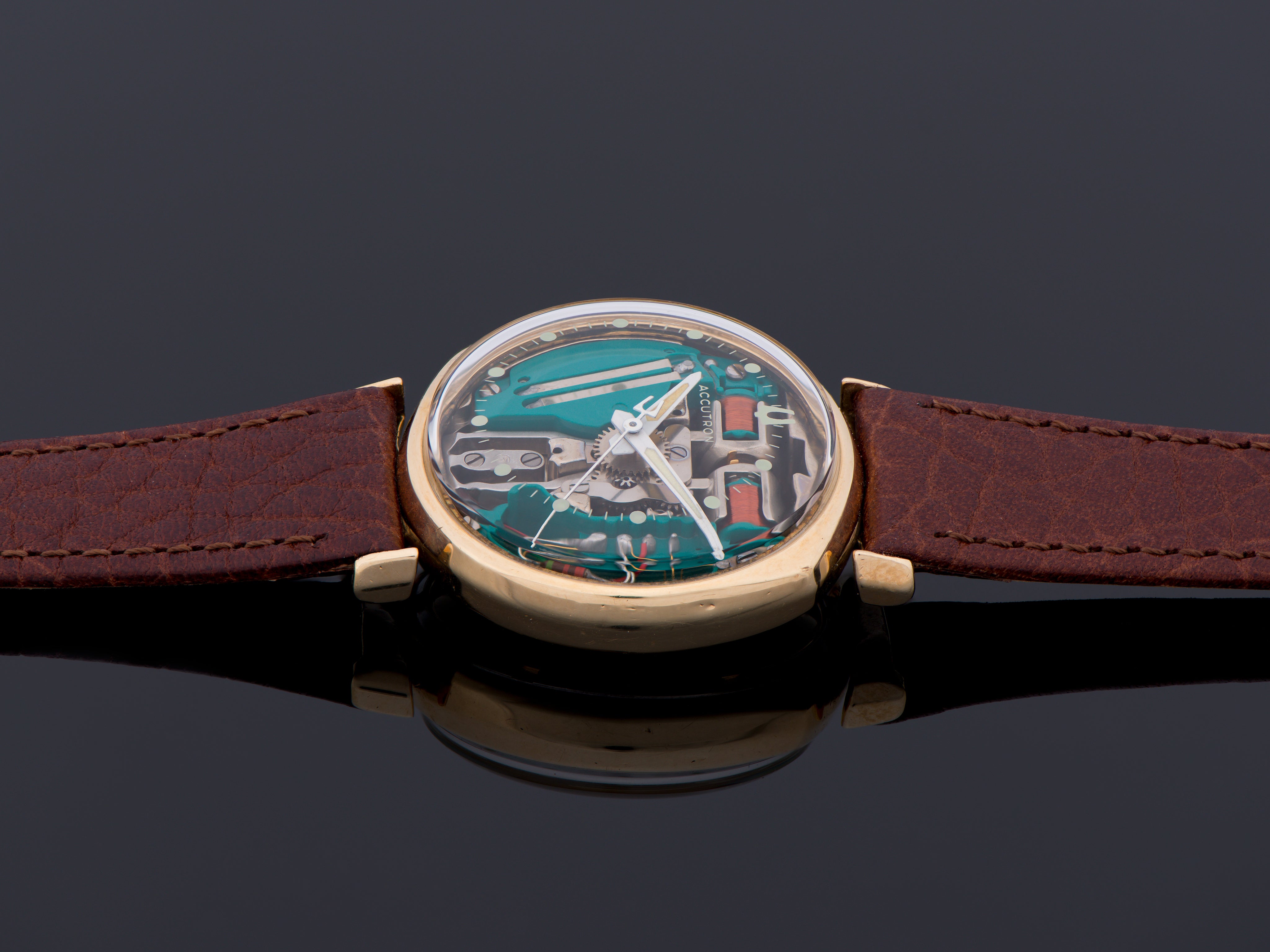 Bulova Accutron Asymmetric Floating Lugs Spaceview 14K Yellow Gold Wat