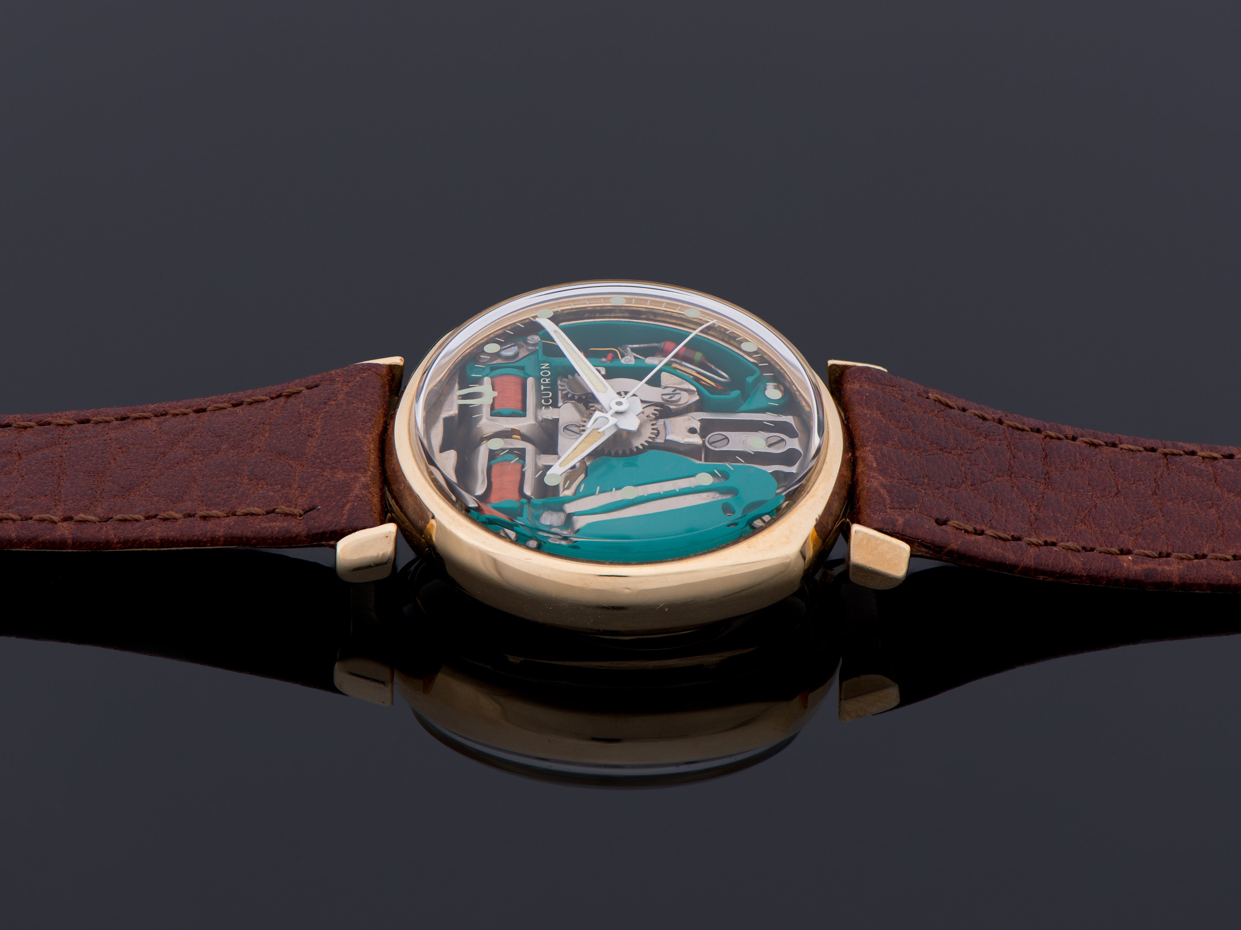 Bulova Accutron Asymmetric Floating Lugs Spaceview 14K Yellow Gold Wat