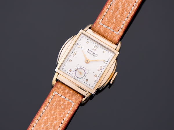 Cyma Art Deco Watch With Signed Strap & Hang Tag