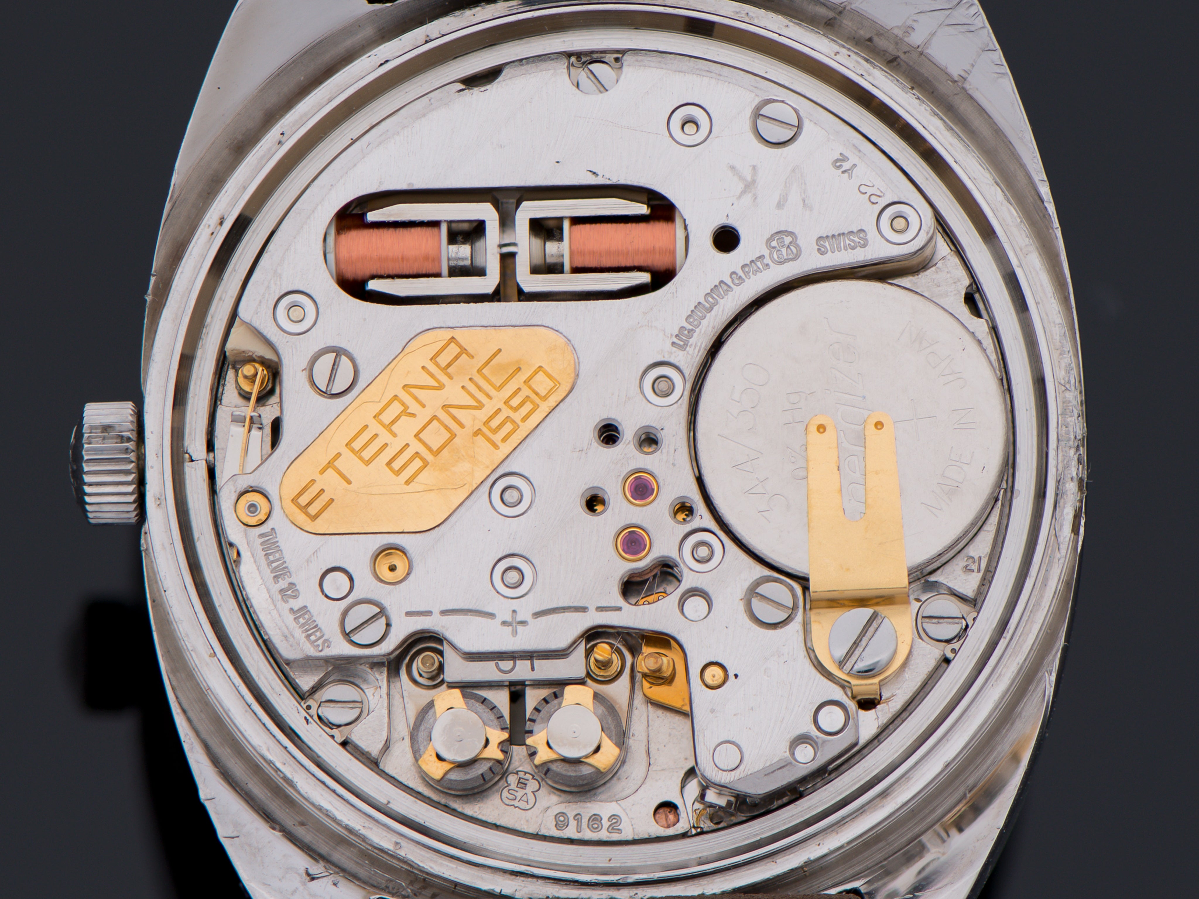 Eterna Sonic Tuning Fork Watch ESA 9162 Steel With 14K Bezel With Box