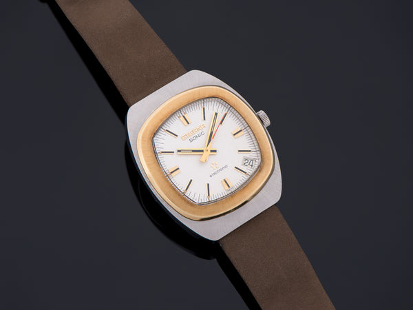 Eterna Sonic Tuning Fork Watch ESA 9162 Steel With 14K Bezel With Box