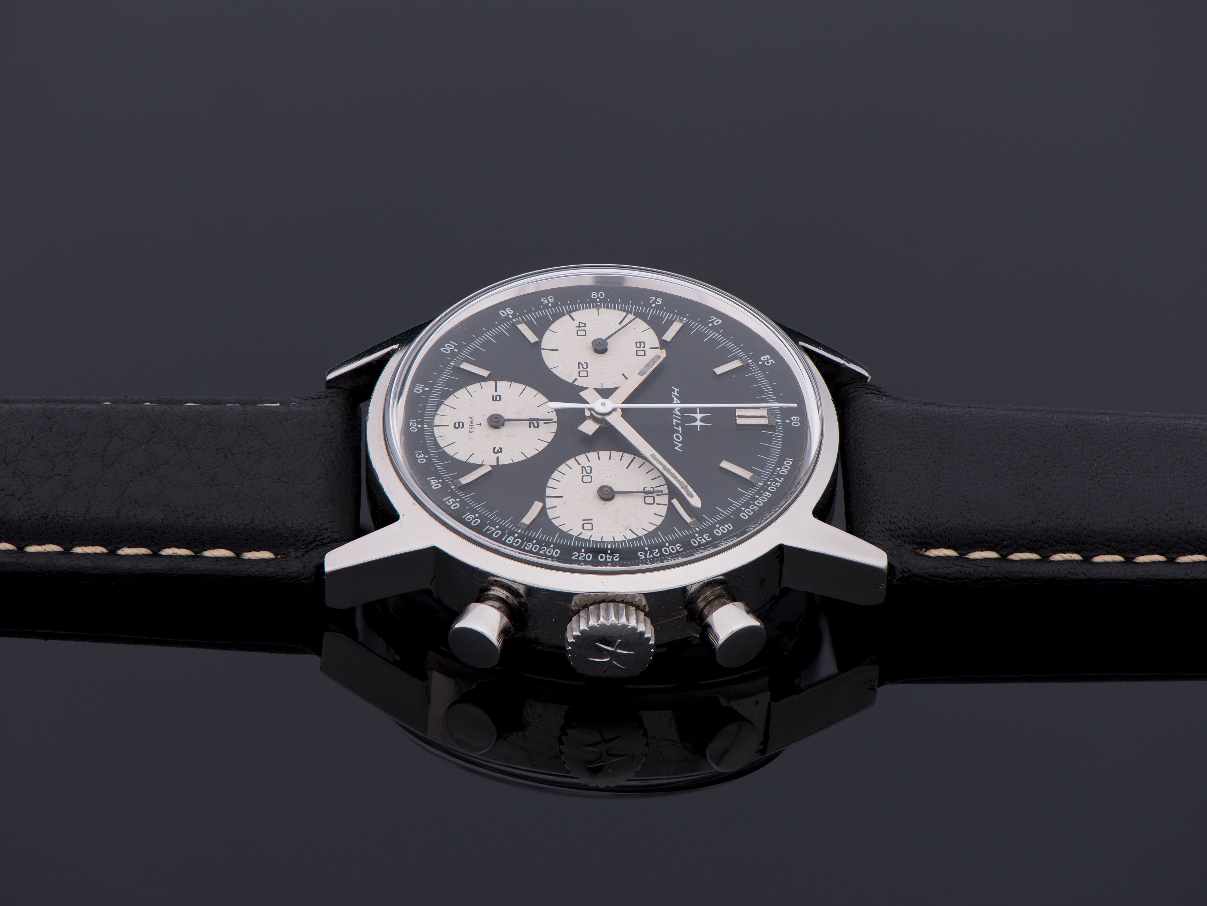 Hamilton 5001 Chronograph Reverse Panda Valjoux 7736 Triple Register W