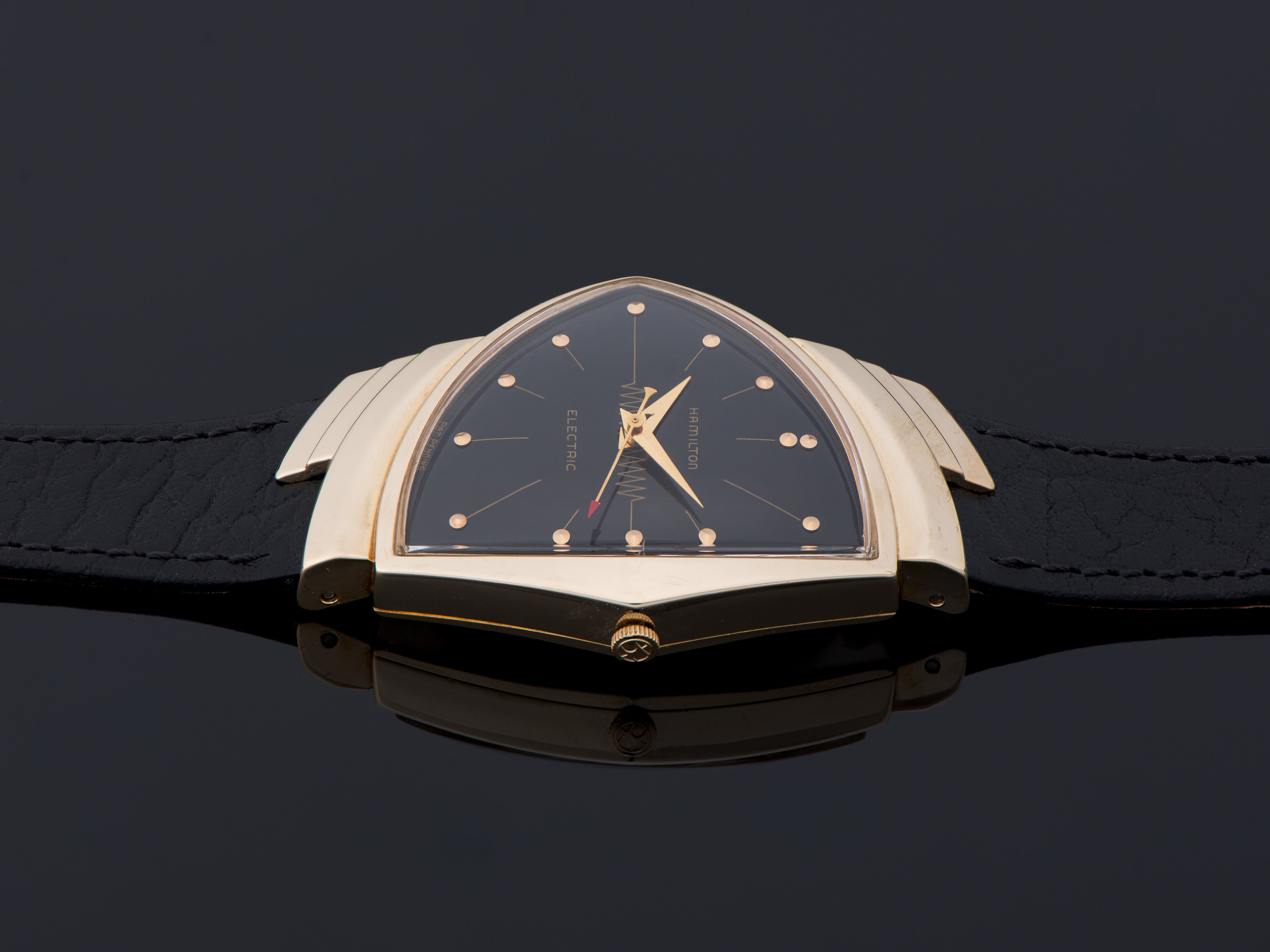 Hamilton Electric Ventura 14K Gold Black Dial Watch