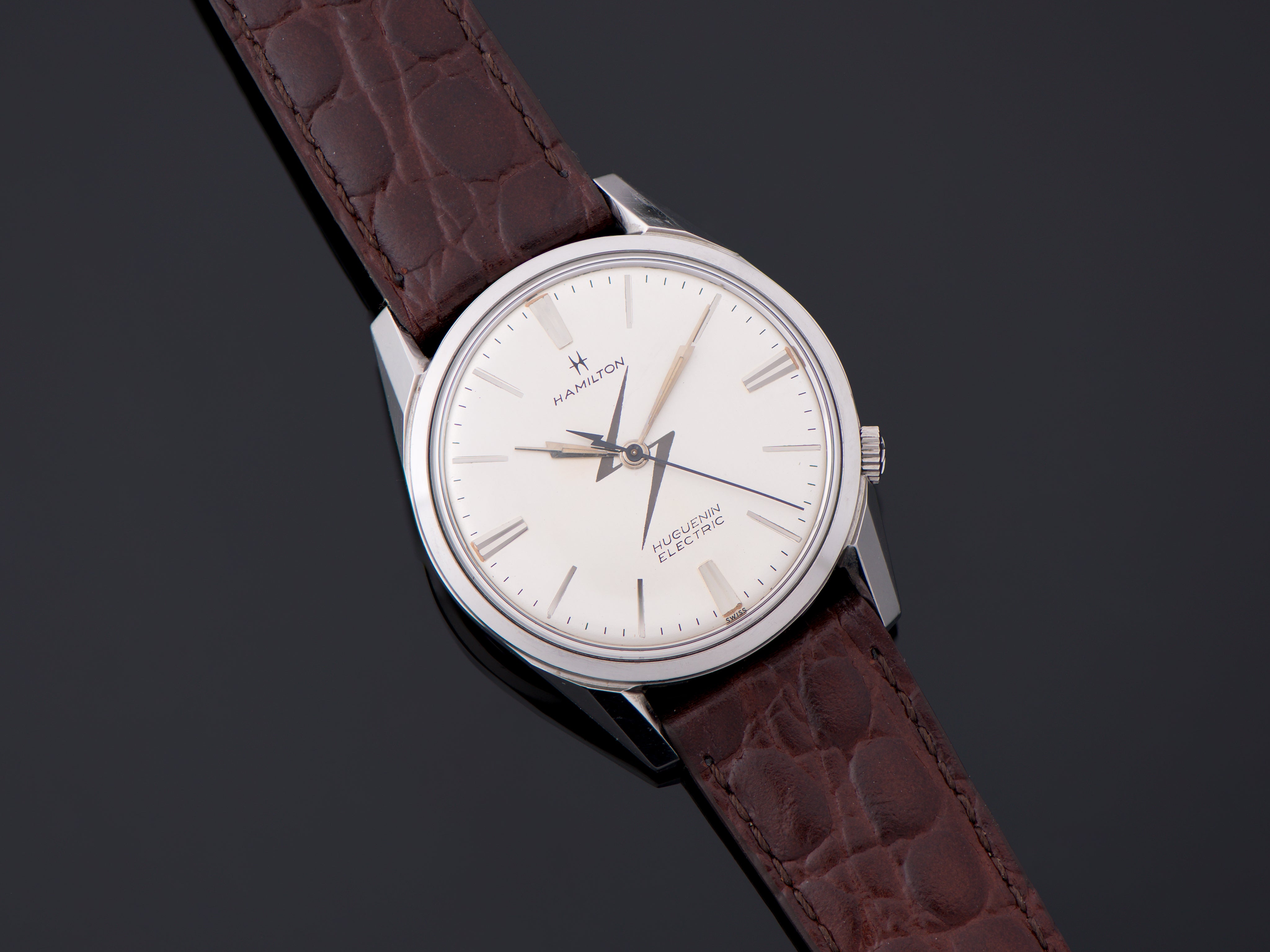 Hamilton Huguenin Electric Landeron 4750 Watch Stainless Steel RARE