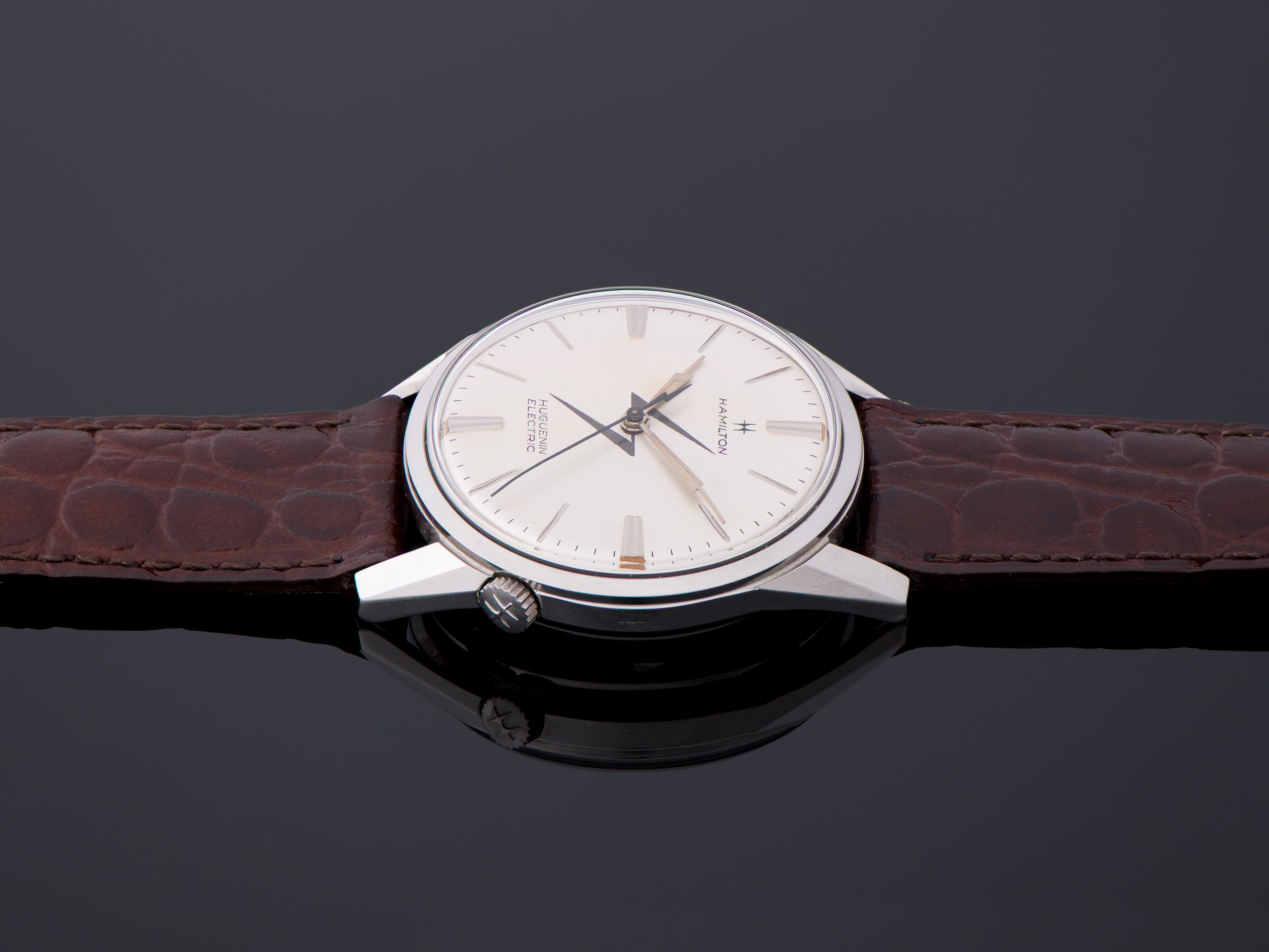 Hamilton Huguenin Electric Landeron 4750 Watch Stainless Steel RARE