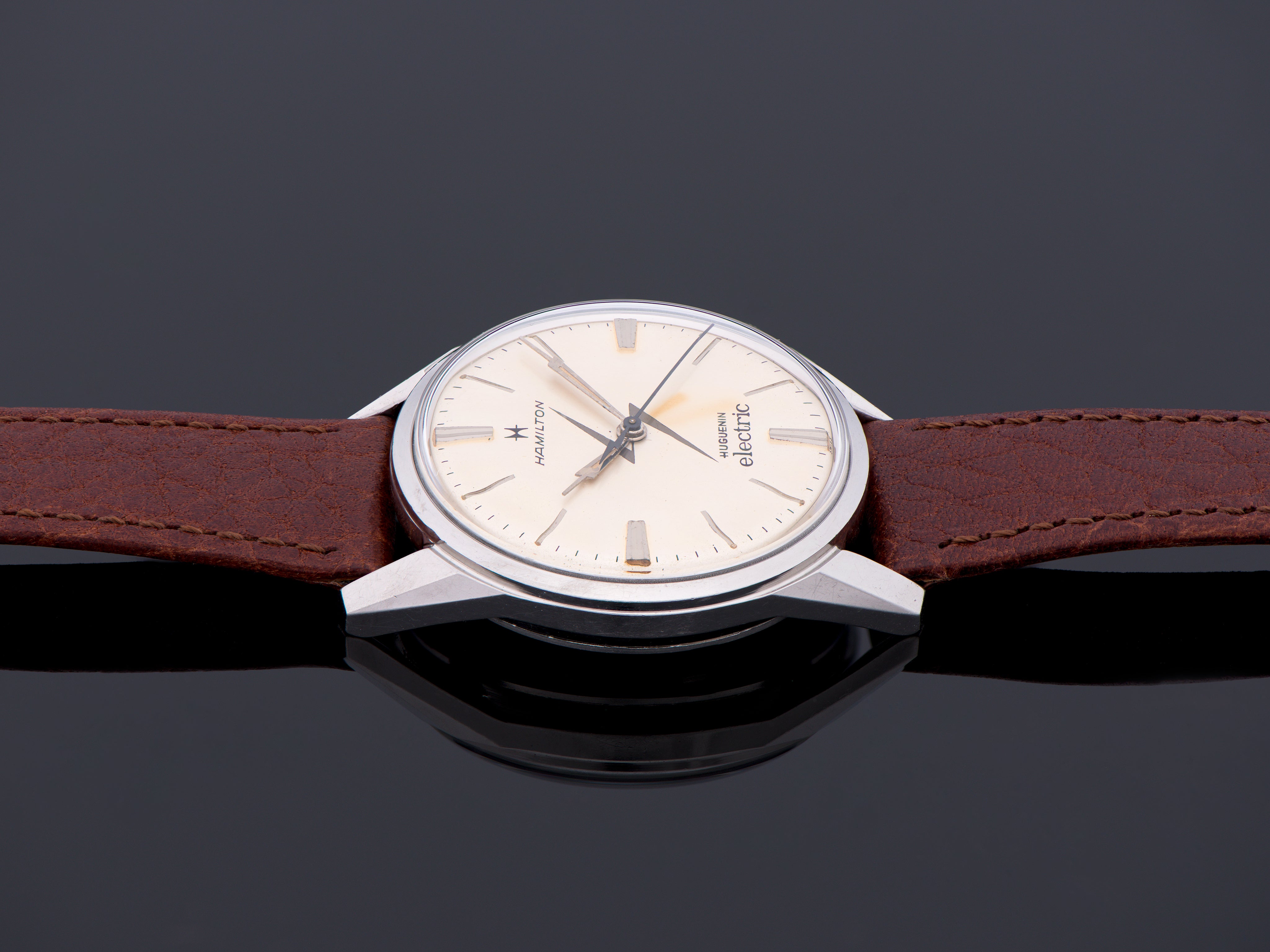Hamilton Huguenin Electric Landeron 4750 Watch Stainless Steel RARE