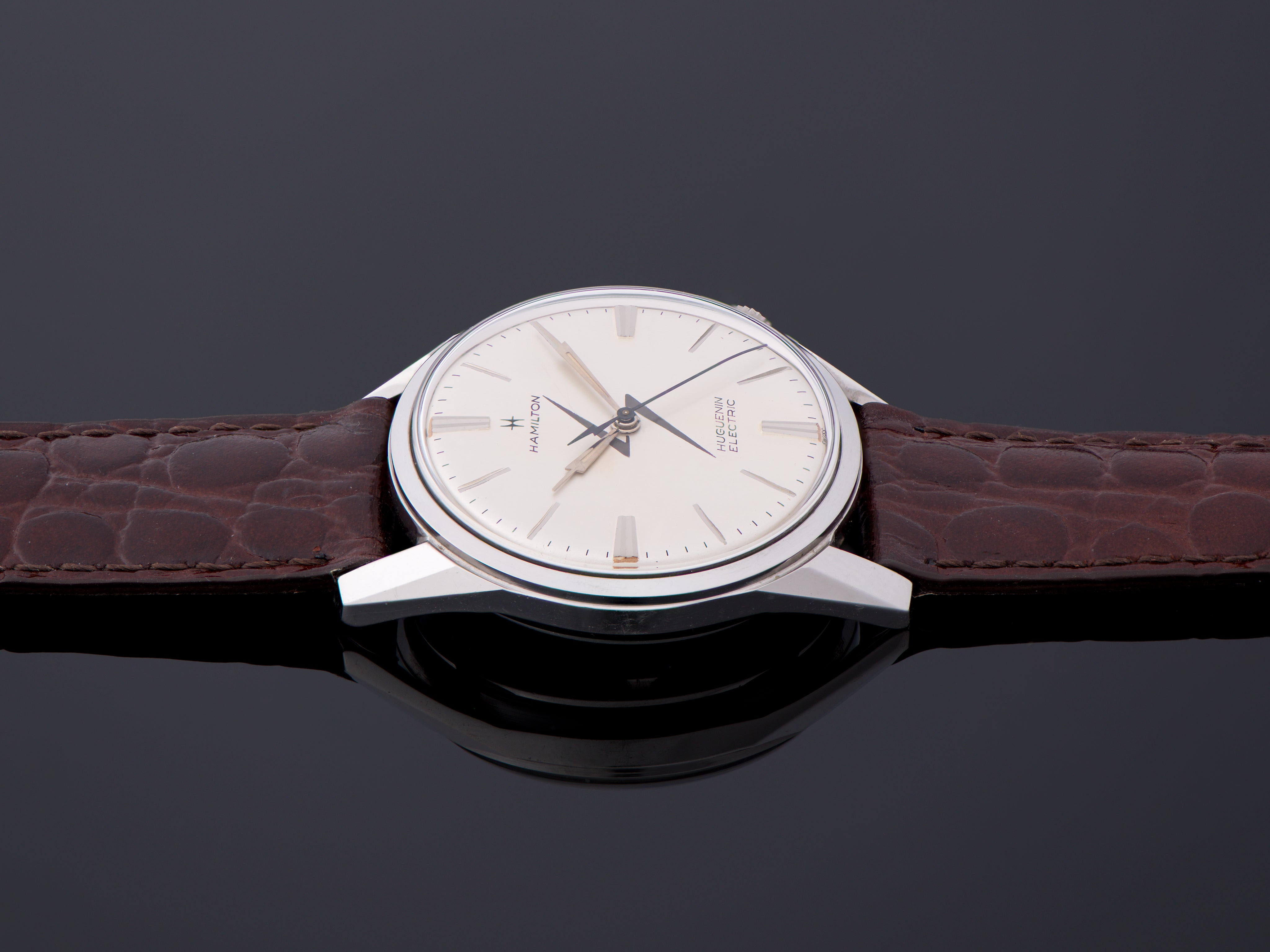 Hamilton Huguenin Electric Landeron 4750 Watch Stainless Steel RARE