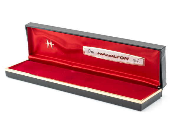 Hamilton Long Flat Padded Faux Leather Inner & Outer Box Circa 1970s