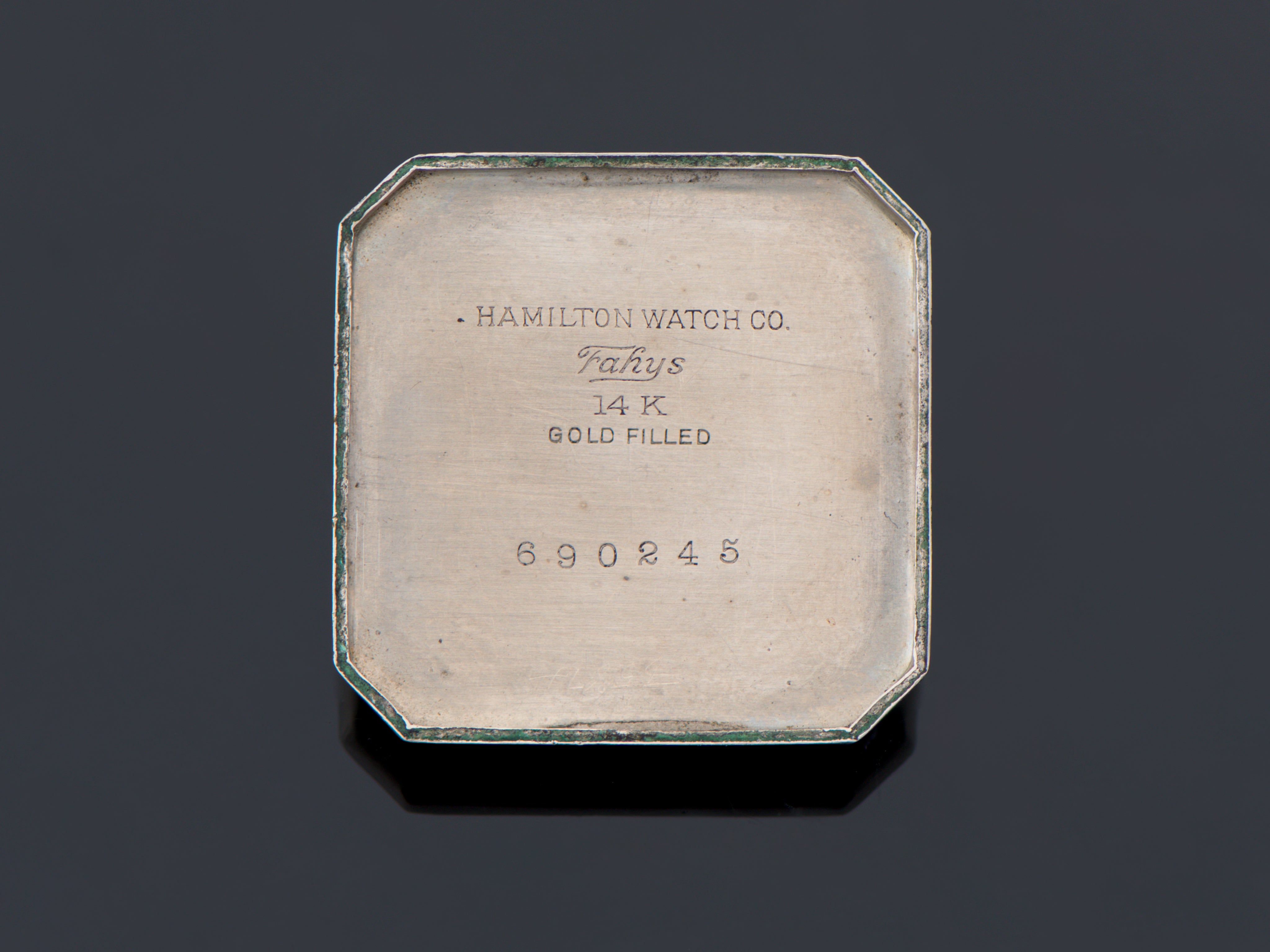 Hamilton Square B Engraved White Gold Filled Watch