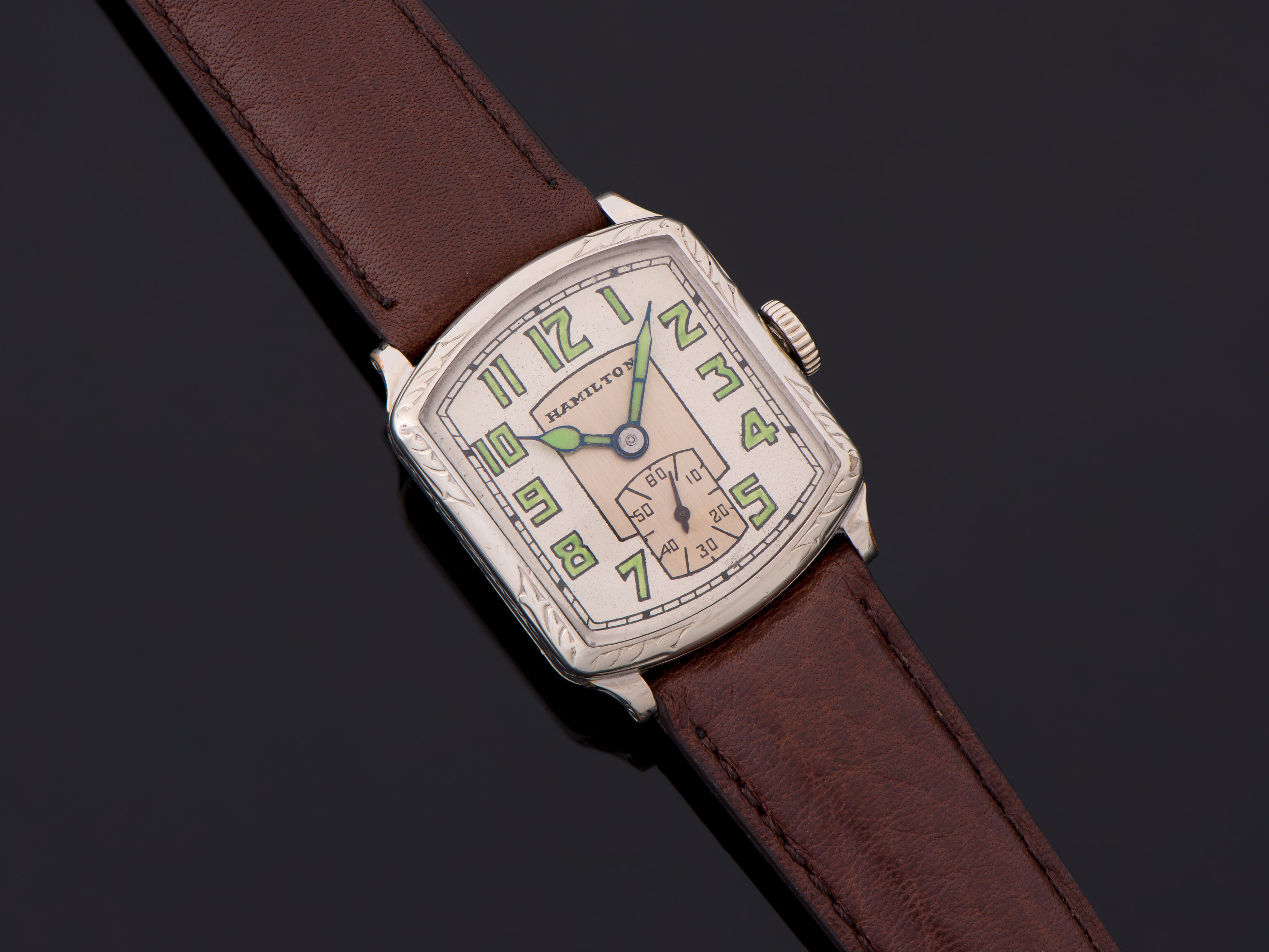Hamilton Tonneau White Gold Filled Watch Circa 1928