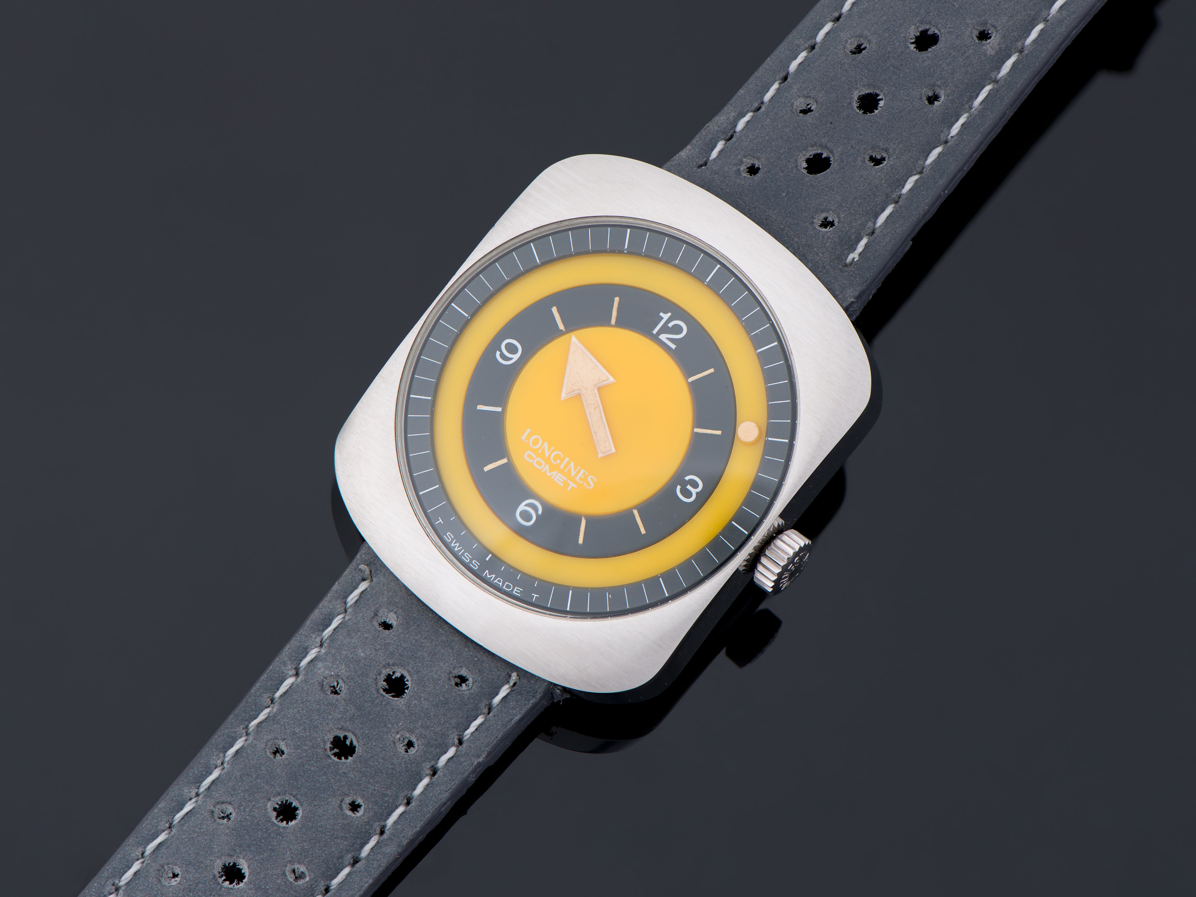 Longines Comet Mystery Dial Watch Yellow Dial