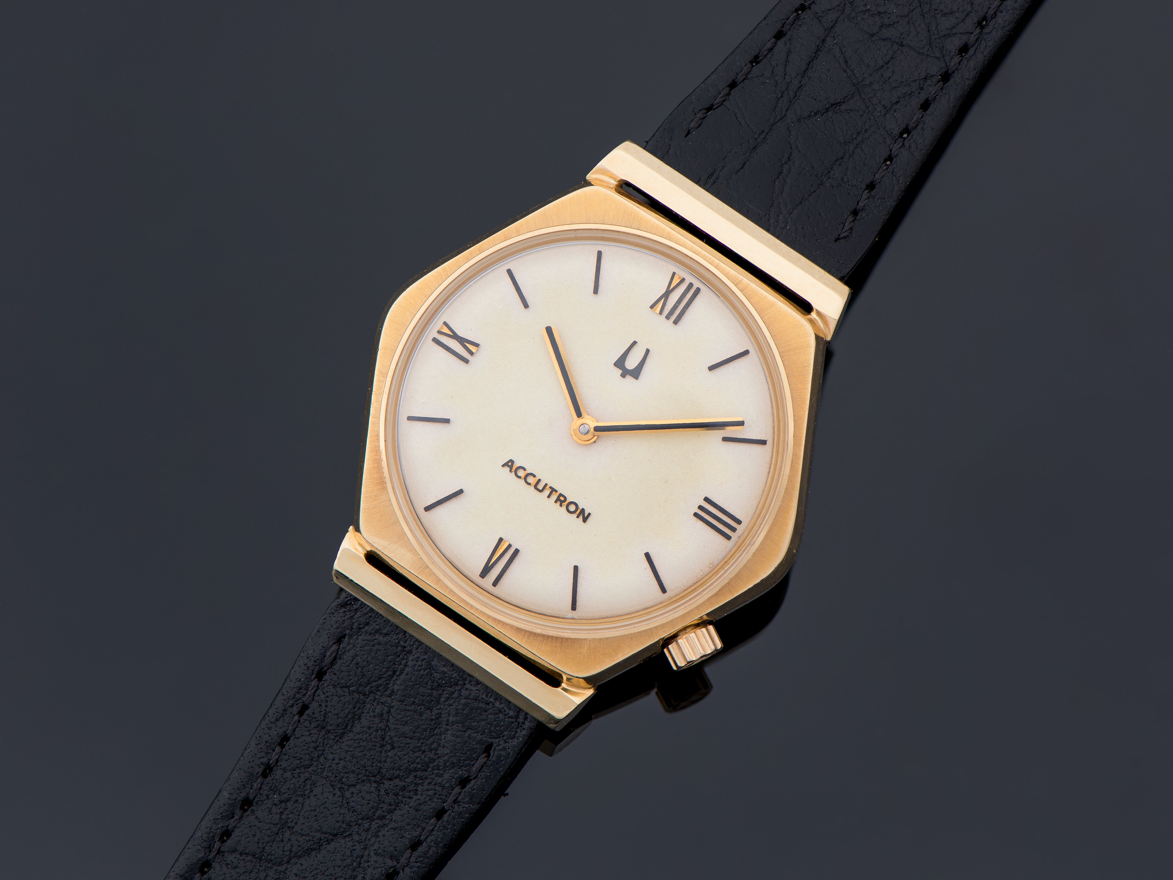 Bulova Accutron 14K Yellow Gold Watch Hexagonal 2183
