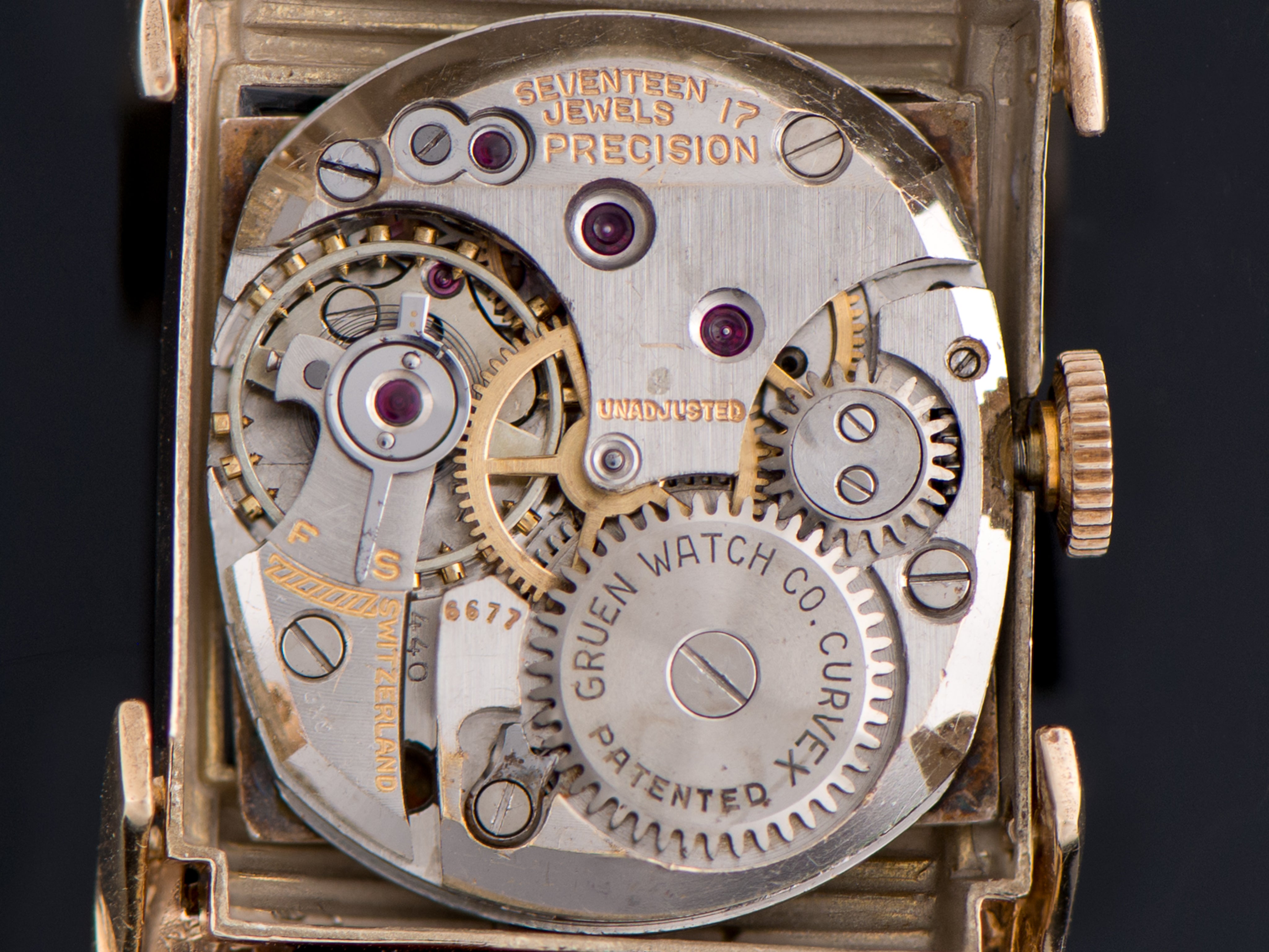 Gruen Curvex "Batwing" Driver's Black Dial Watch | Vintage