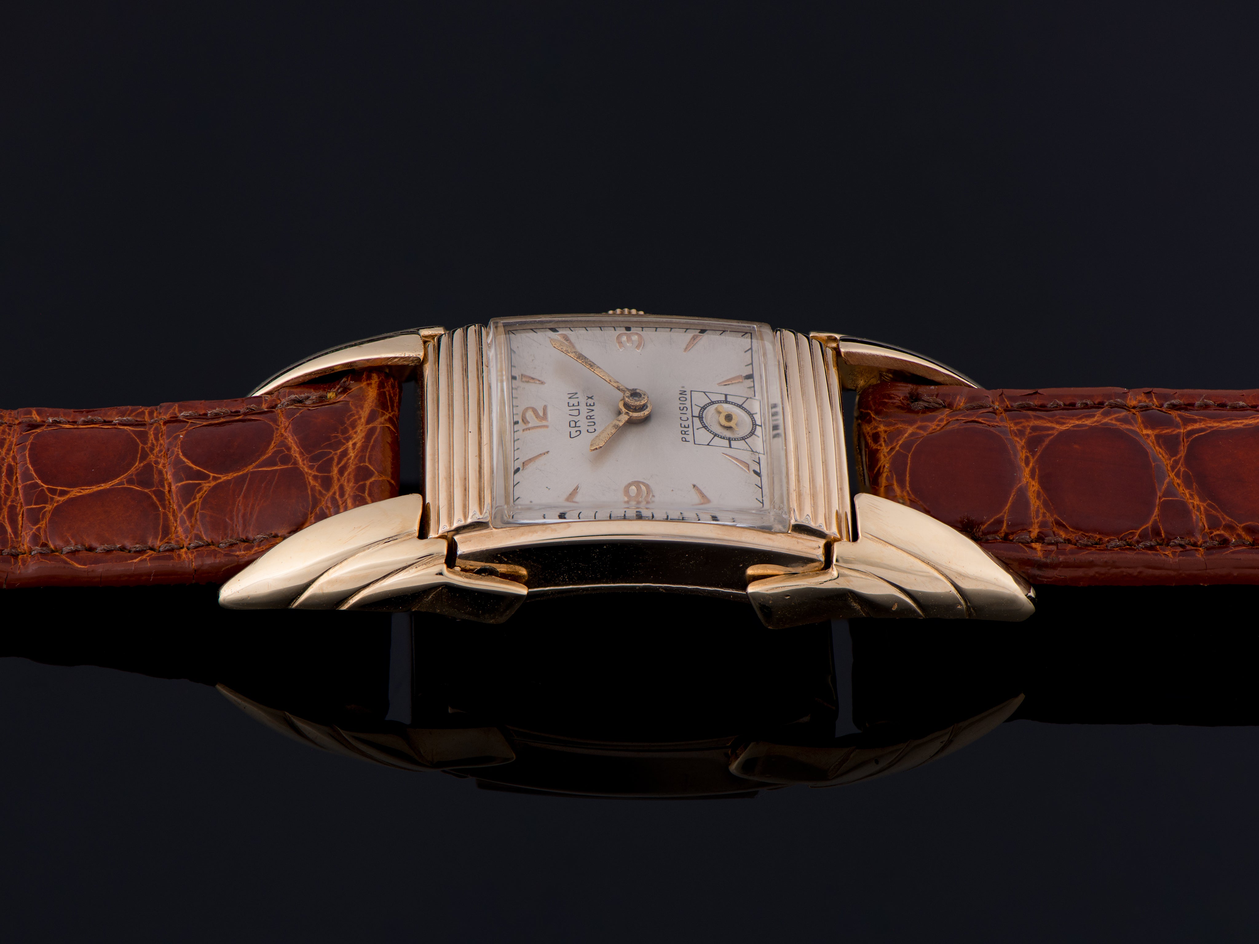 Gruen Curvex "Batwing" Driver's Black Dial Watch | Vintage