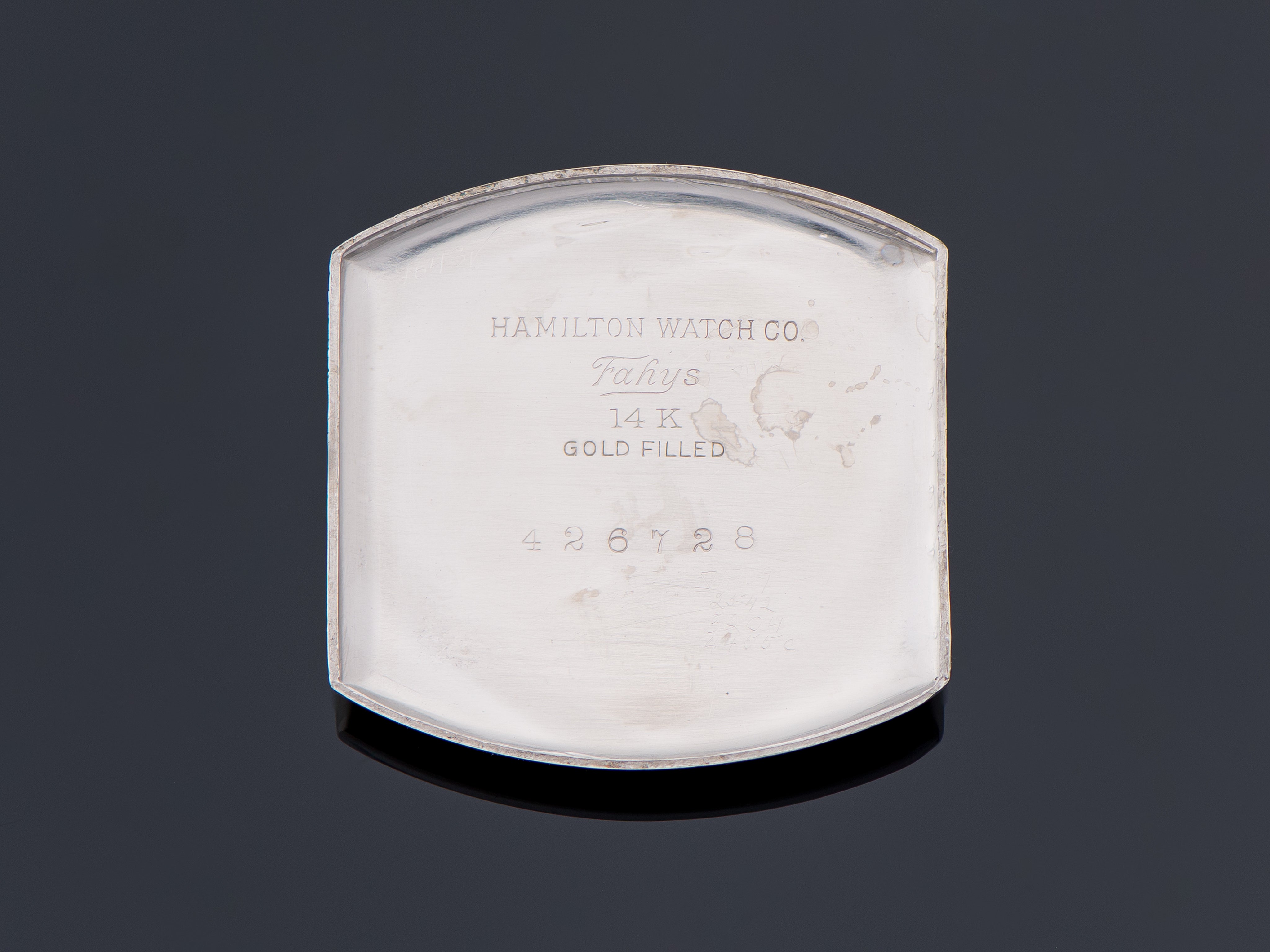 Hamilton Barrel Engraved White Gold Filled Watch