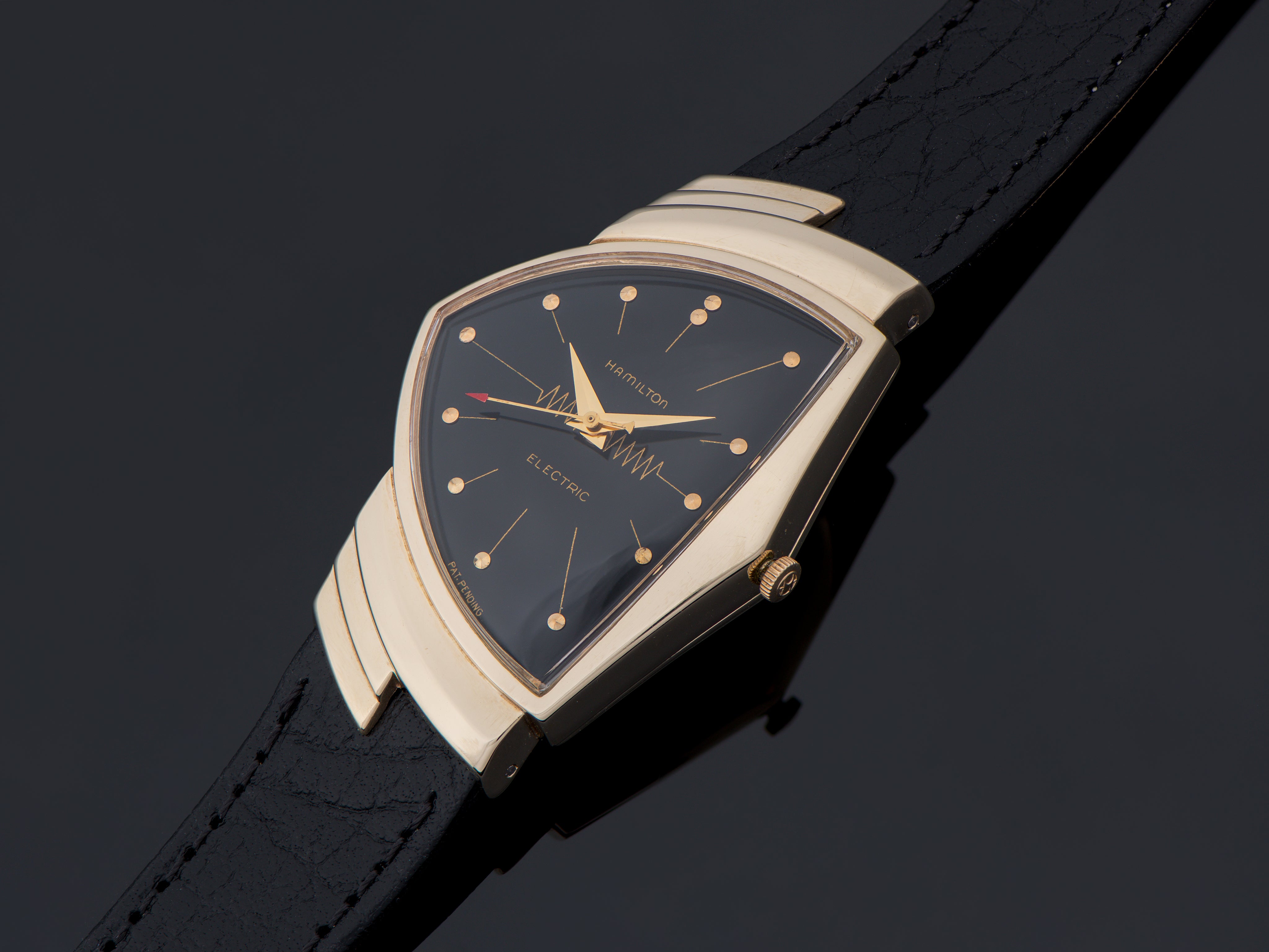 Hamilton Electric Ventura 14K Gold Black Dial Watch