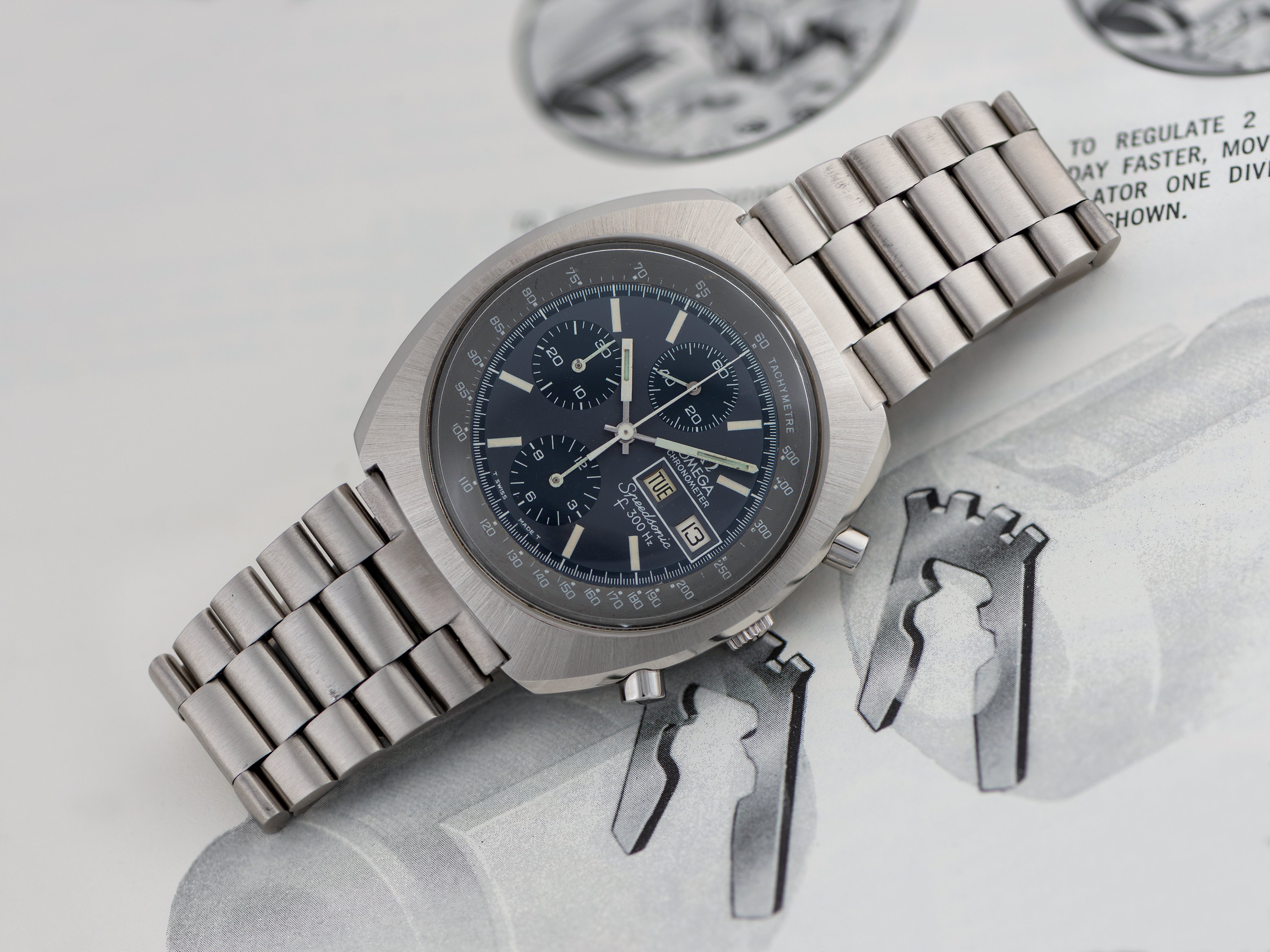 Omega Speedsonic f300 Tuning Fork ESA9210 Chronograph Watch & Original ...