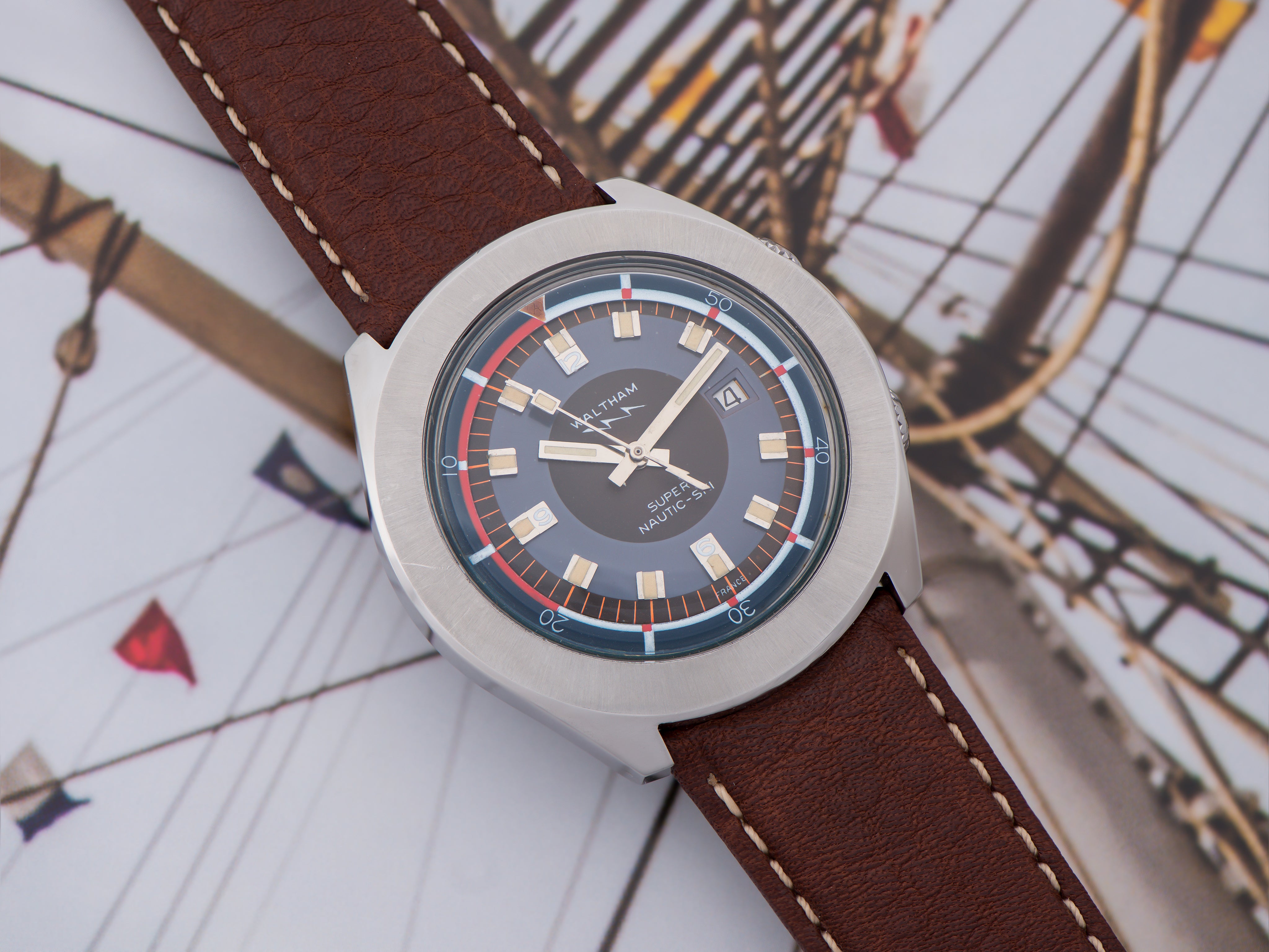 Super Nautic-Ski Super Compressor Dive Waltham By LIP Watch